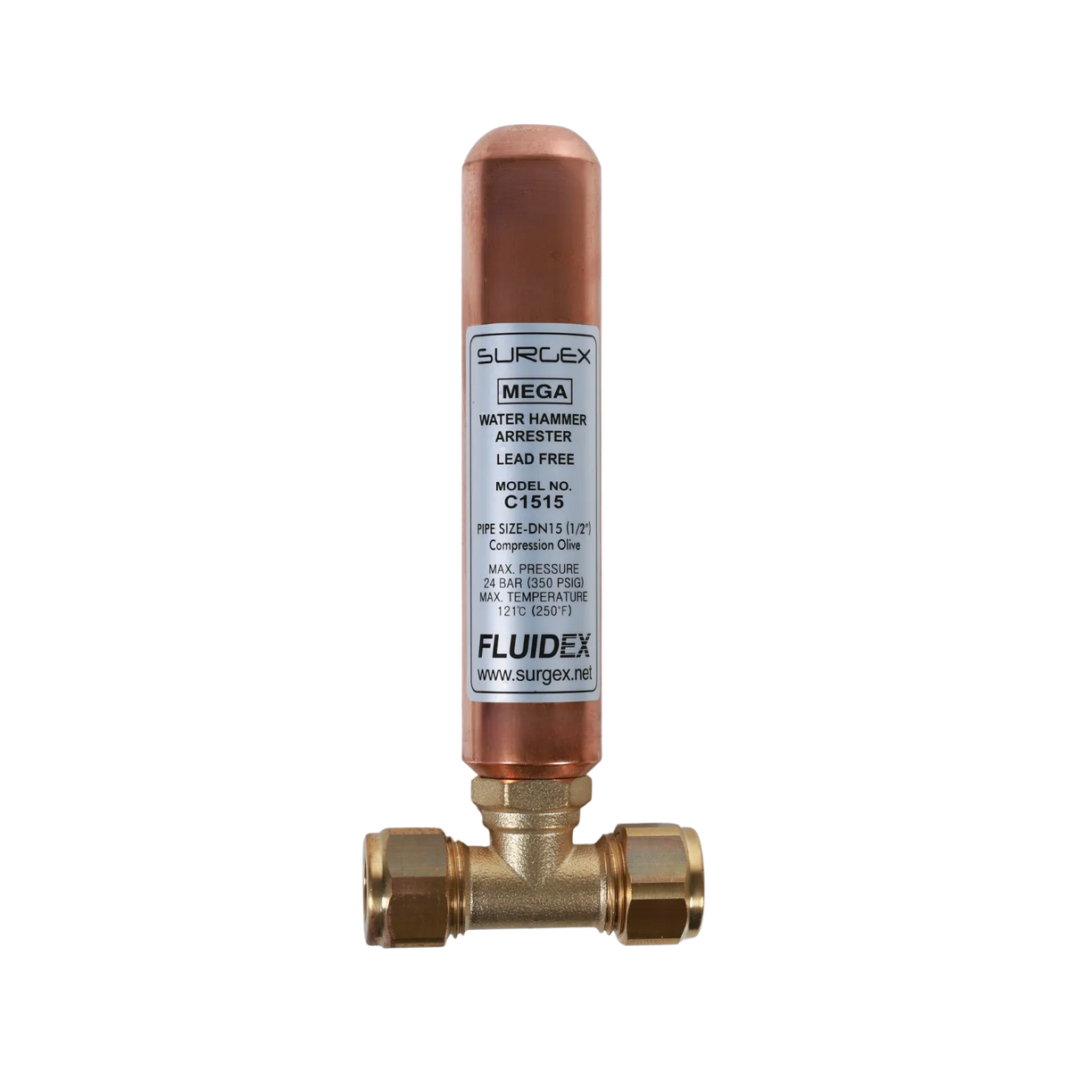 SURGEx C1515, Water Hammer Arrestor Inline 1/2" 15mm LEAD FREE Olive C ...